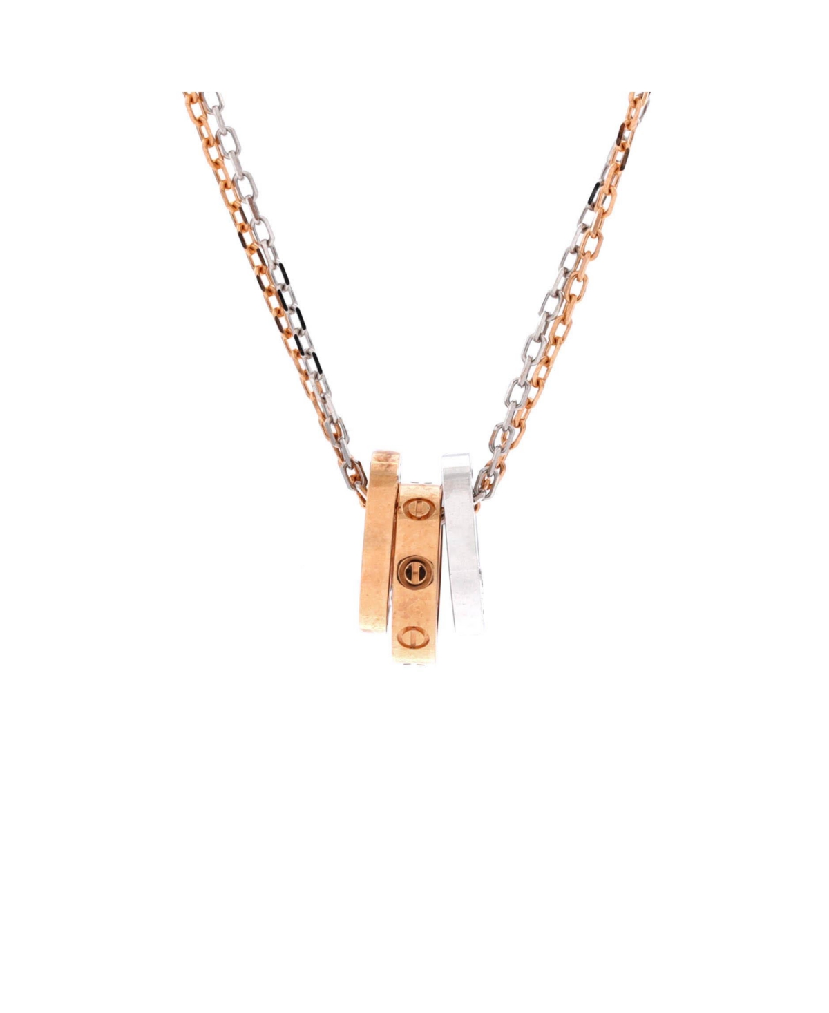 Click here for Pre-Owned Cartier Love 3 Ring Pendant Necklace - 1... prices