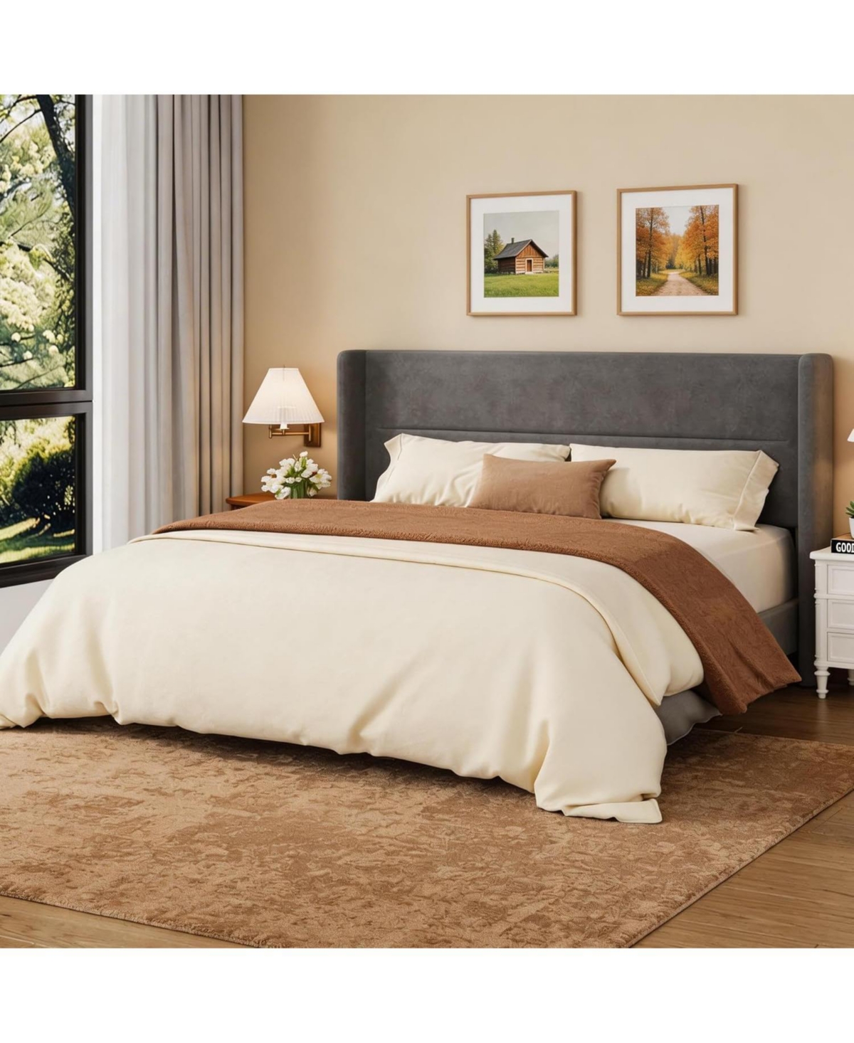 Click here for gaomon King Velvet Bed Frame with Wingback Headboa... prices