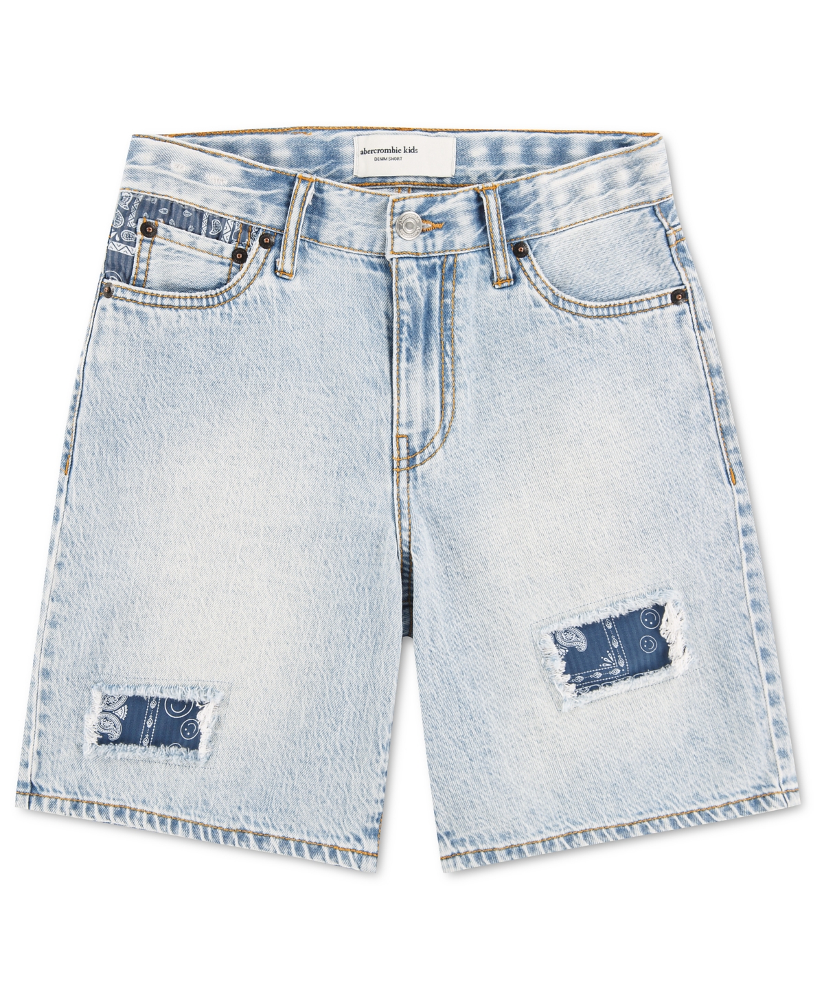 Click here for abercrombie kids Boys Patchwork Denim Shorts - Lig... prices
