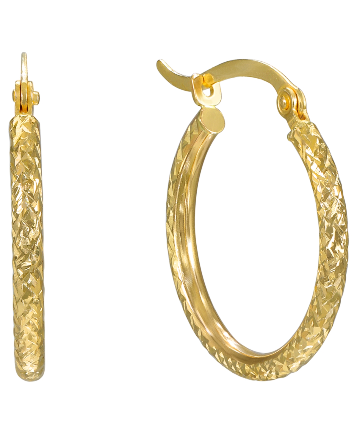 Click here for Macys Diamond Cut Hoop Earrings in 10k Yellow Gold... prices