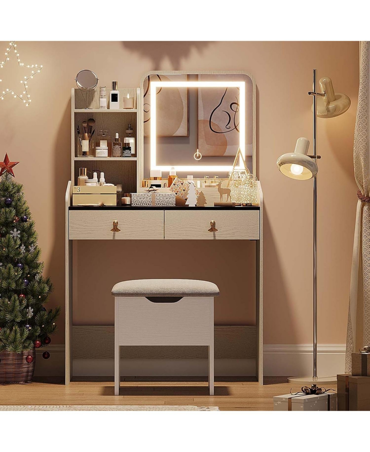 Click here for gaomon Vanity Desk with Led Mirror & Charging  Sma... prices