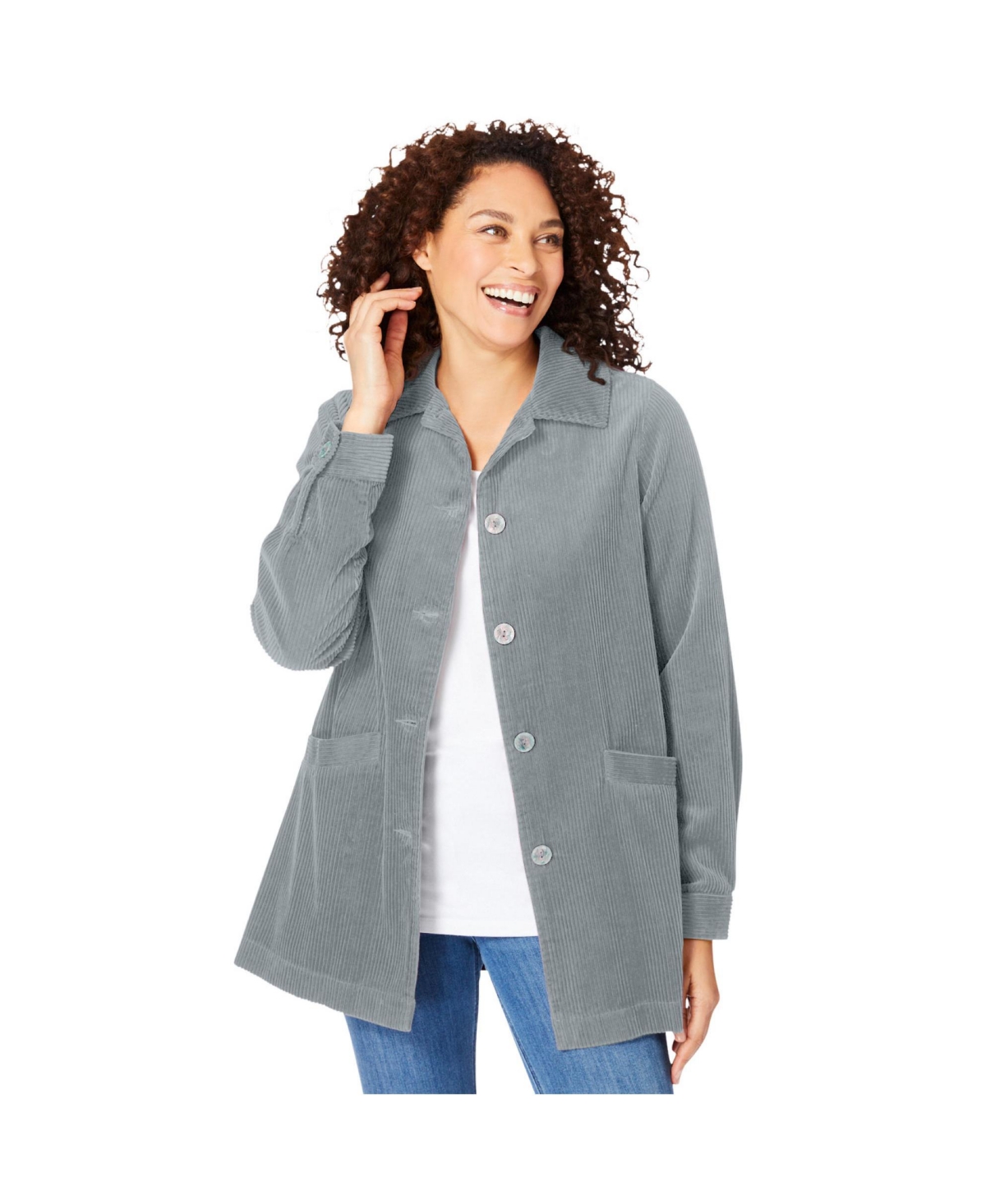 Click here for Woman Within Womens Within Pleat-Back Corduroy Jac... prices
