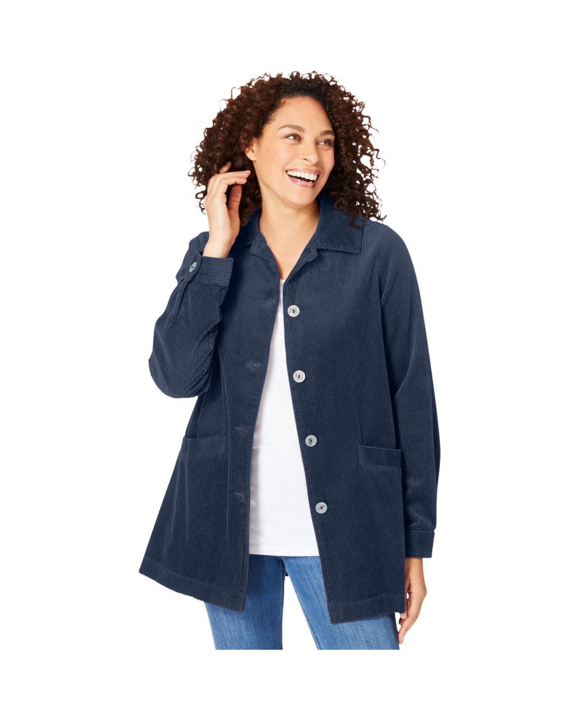 Click here for Woman Within Womens Within Pleat-Back Corduroy Jac... prices