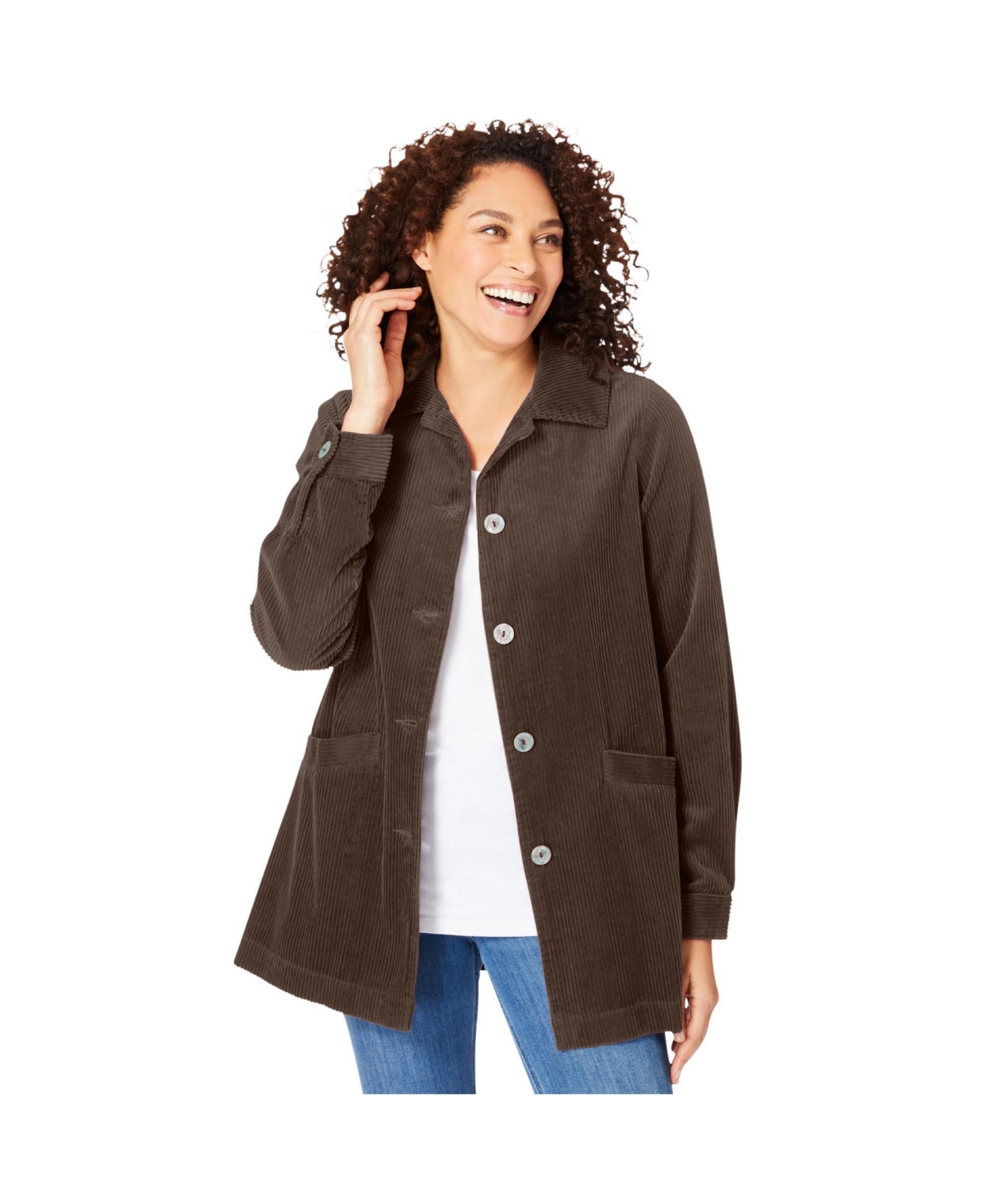 Click here for Woman Within Womens Within Pleat-Back Corduroy Jac... prices