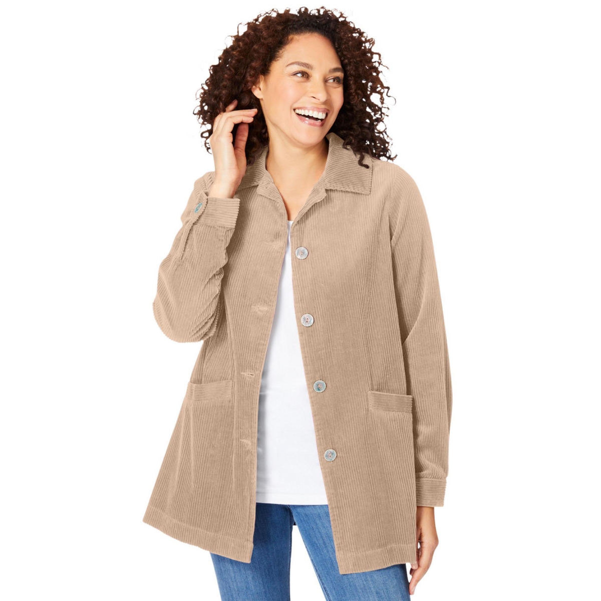 Click here for Woman Within Womens Within Pleat-Back Corduroy Jac... prices