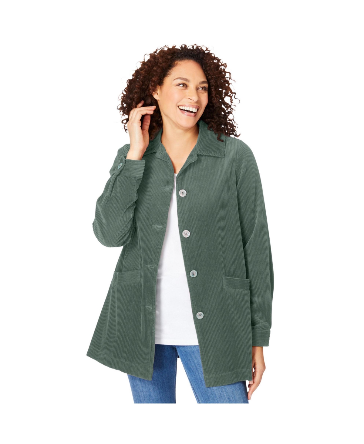 Click here for Woman Within Womens Within Pleat-Back Corduroy Jac... prices