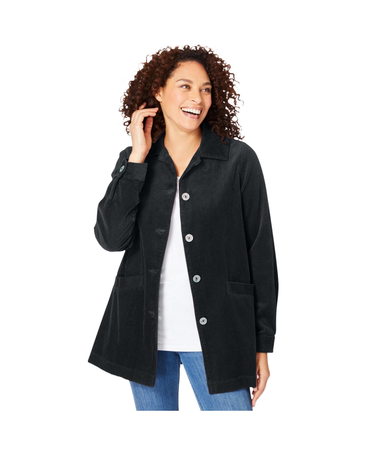 Click here for Woman Within Womens Within Pleat-Back Corduroy Jac... prices