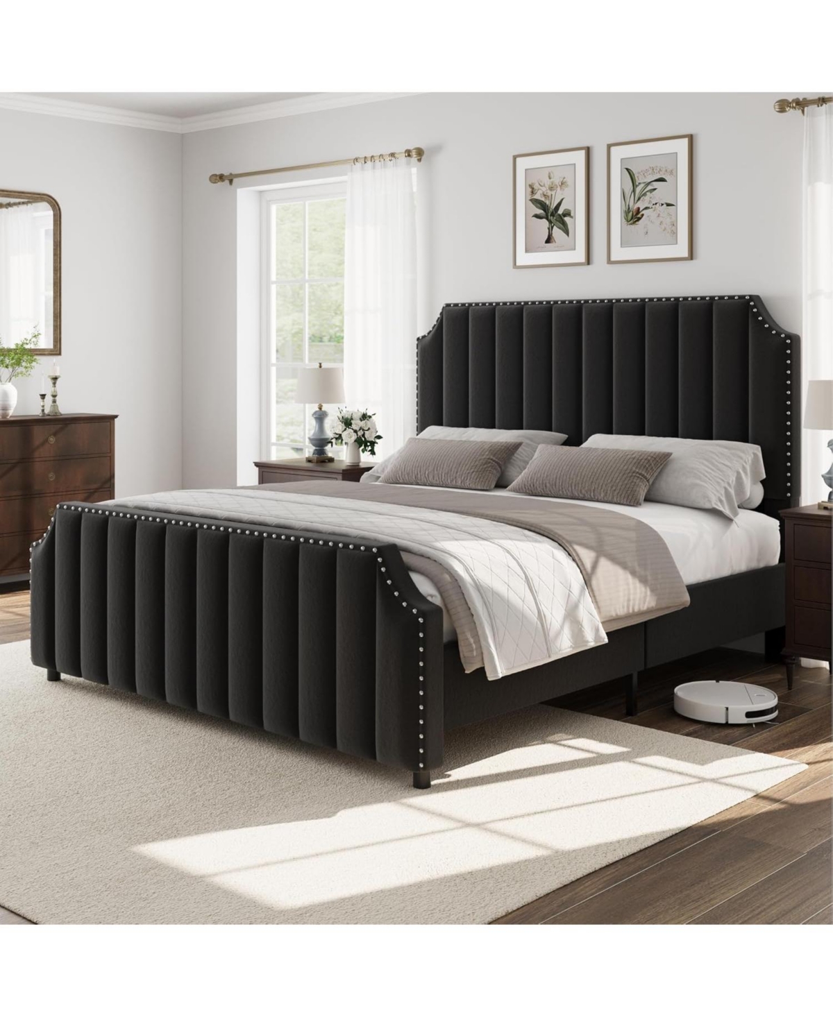Click here for California King Velvet Upholstered Platform Bed Fr... prices