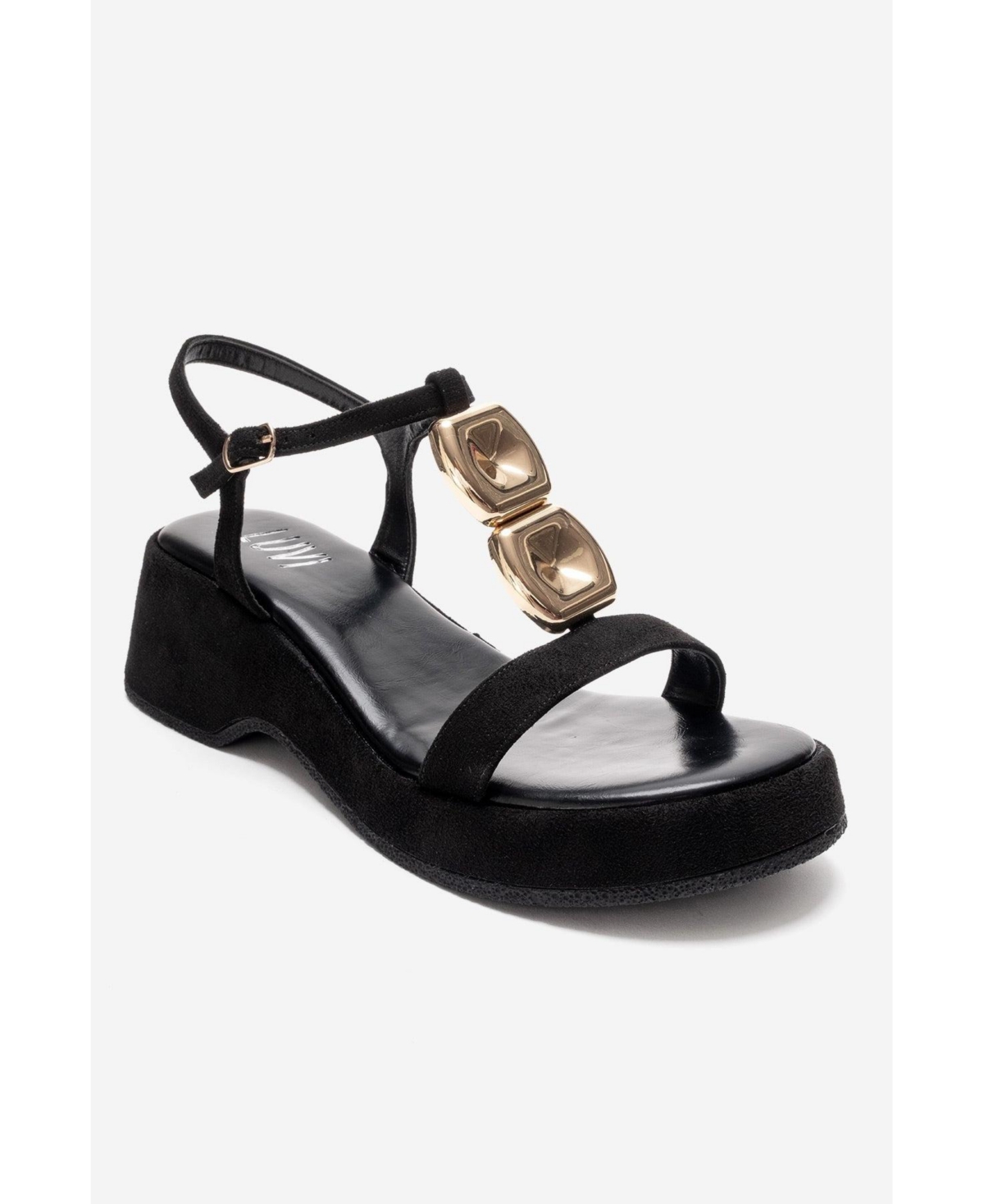 Click here for Prologue Shoes Matt Platform Sandal - Black suede prices