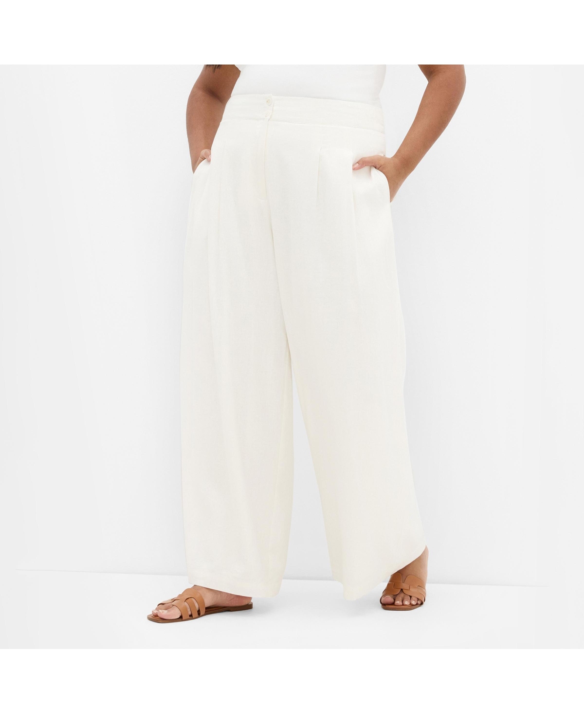 Click here for City Chic Womens Plus Size Abbie Linen Pant - Ivor... prices