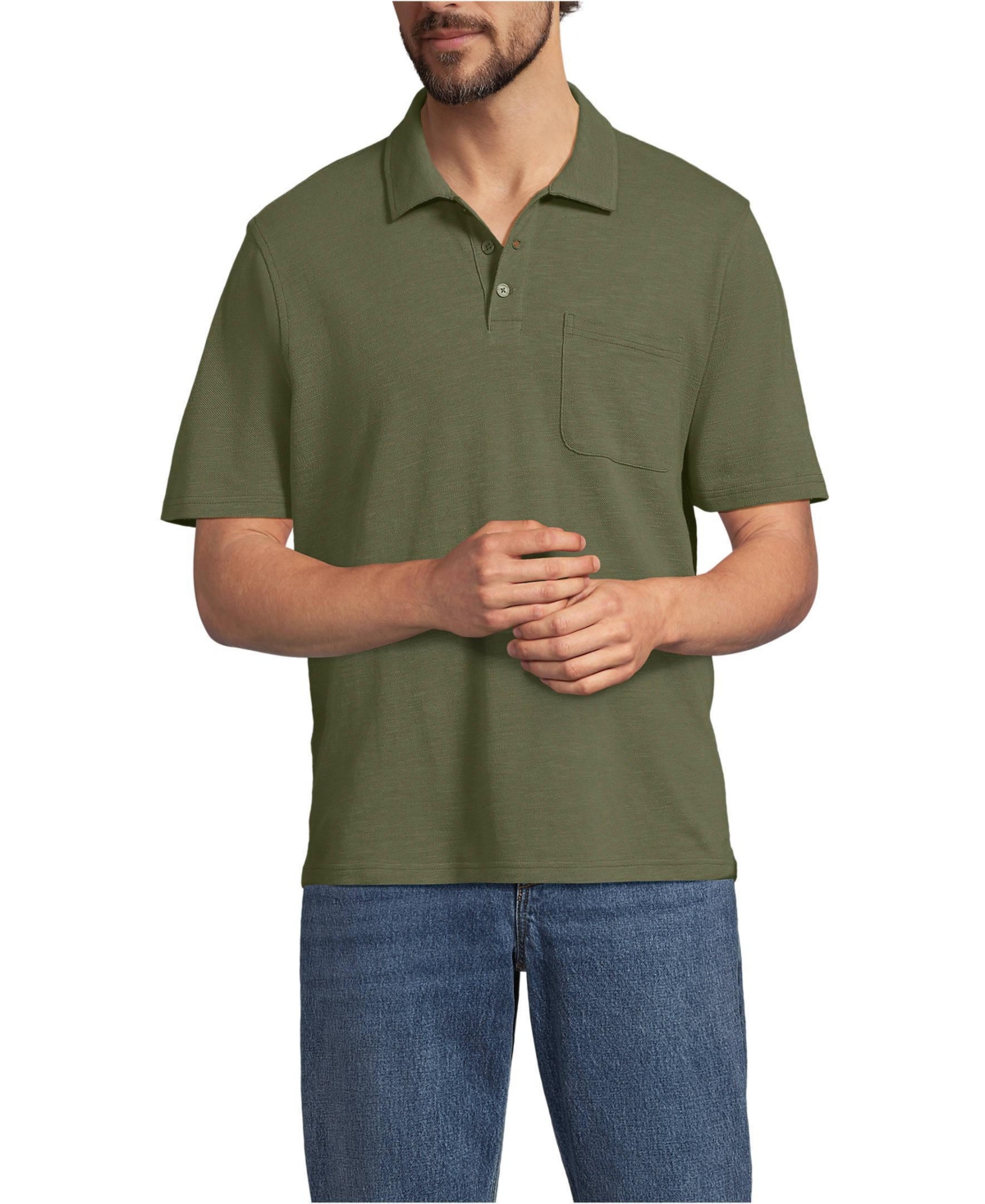 Click here for Lands End Mens Short Sleeve Cotton Linen Polo - Ri... prices