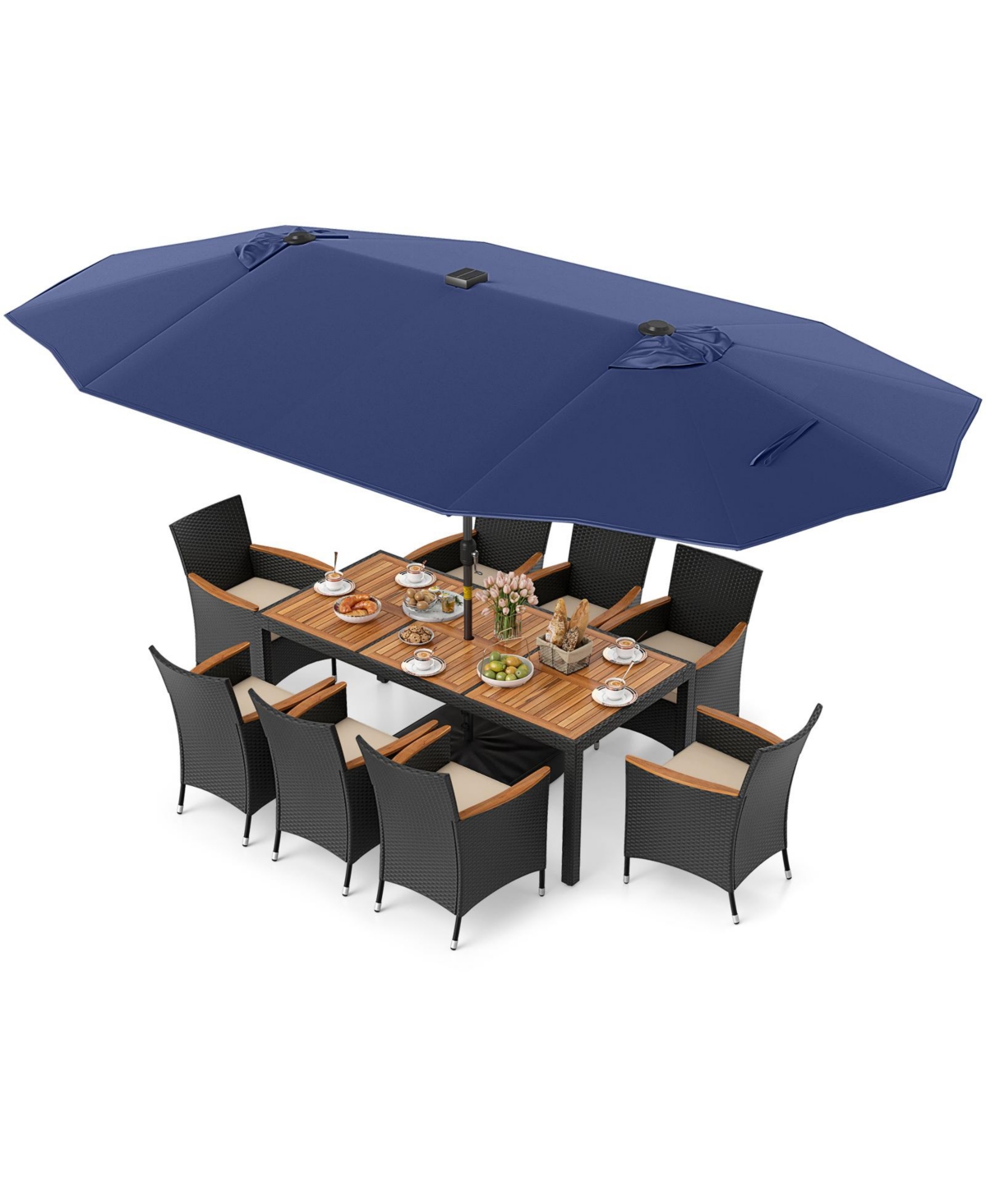 Click here for Gymax Patio Dining Set Double-Sided Patio Umbrella... prices
