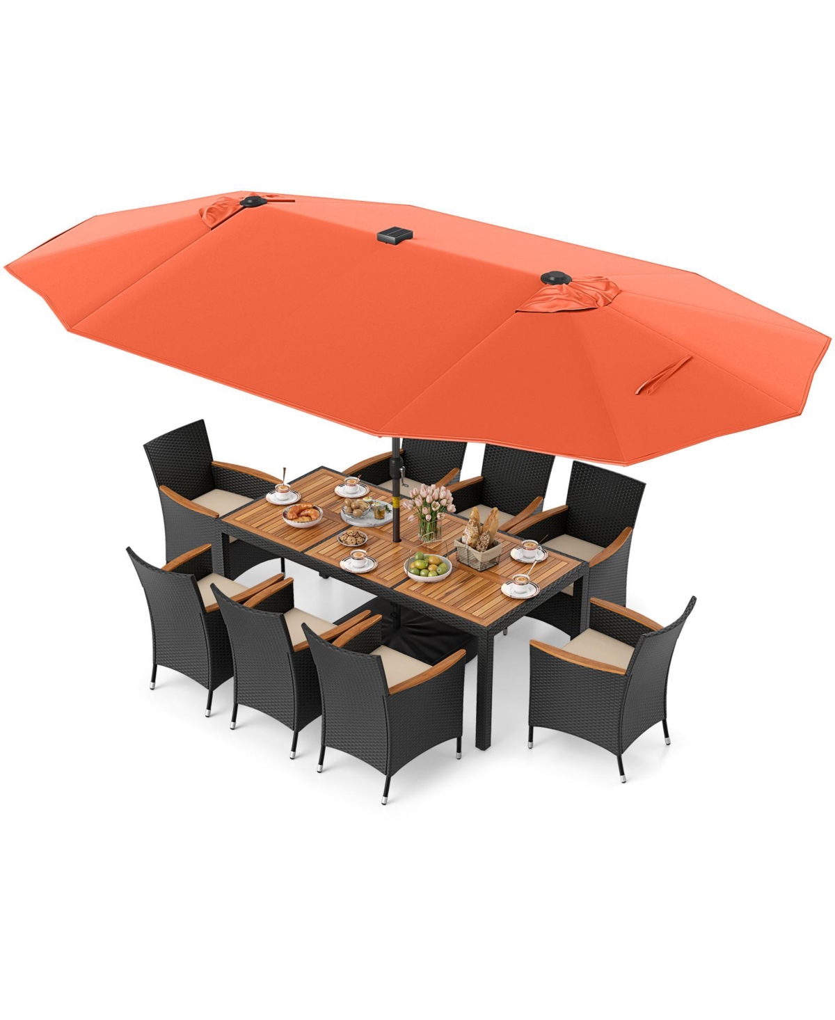 Click here for Gymax Patio Dining Set Double-Sided Patio Umbrella... prices