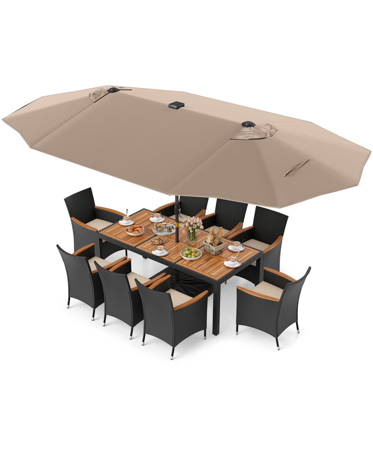 Click here for Gymax Patio Dining Set Double-Sided Patio Umbrella... prices