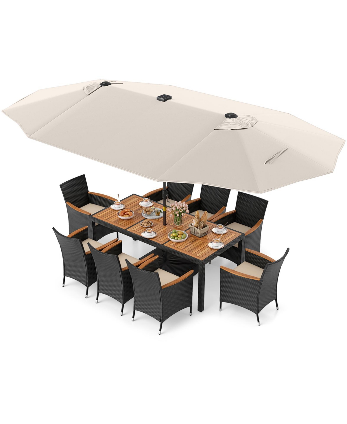 Click here for Gymax Patio Dining Set Double-Sided Patio Umbrella... prices