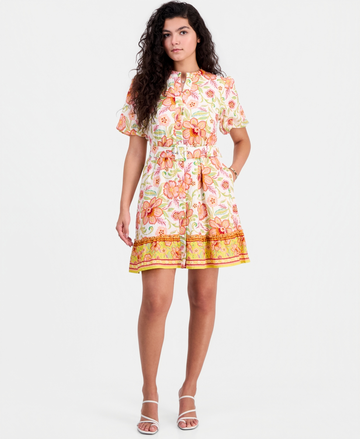 Click here for Sam Edelman Womens Sun-Kissed Puff-Sleeve Shirt Dr... prices