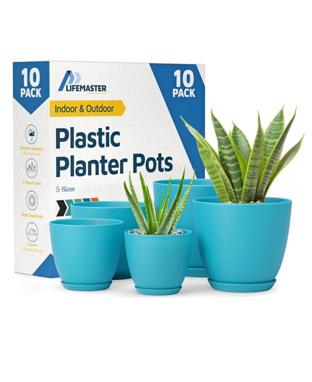 Click here for Lifemaster Blue Plant Pots 10 Pack   Stackable Ind... prices