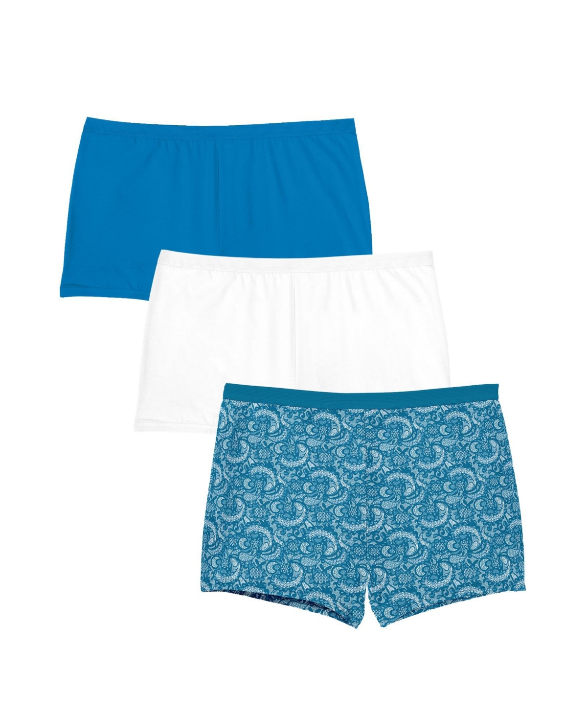 Click here for Comfort Choice Plus Size Boy Short 3-Pack - Blue l... prices