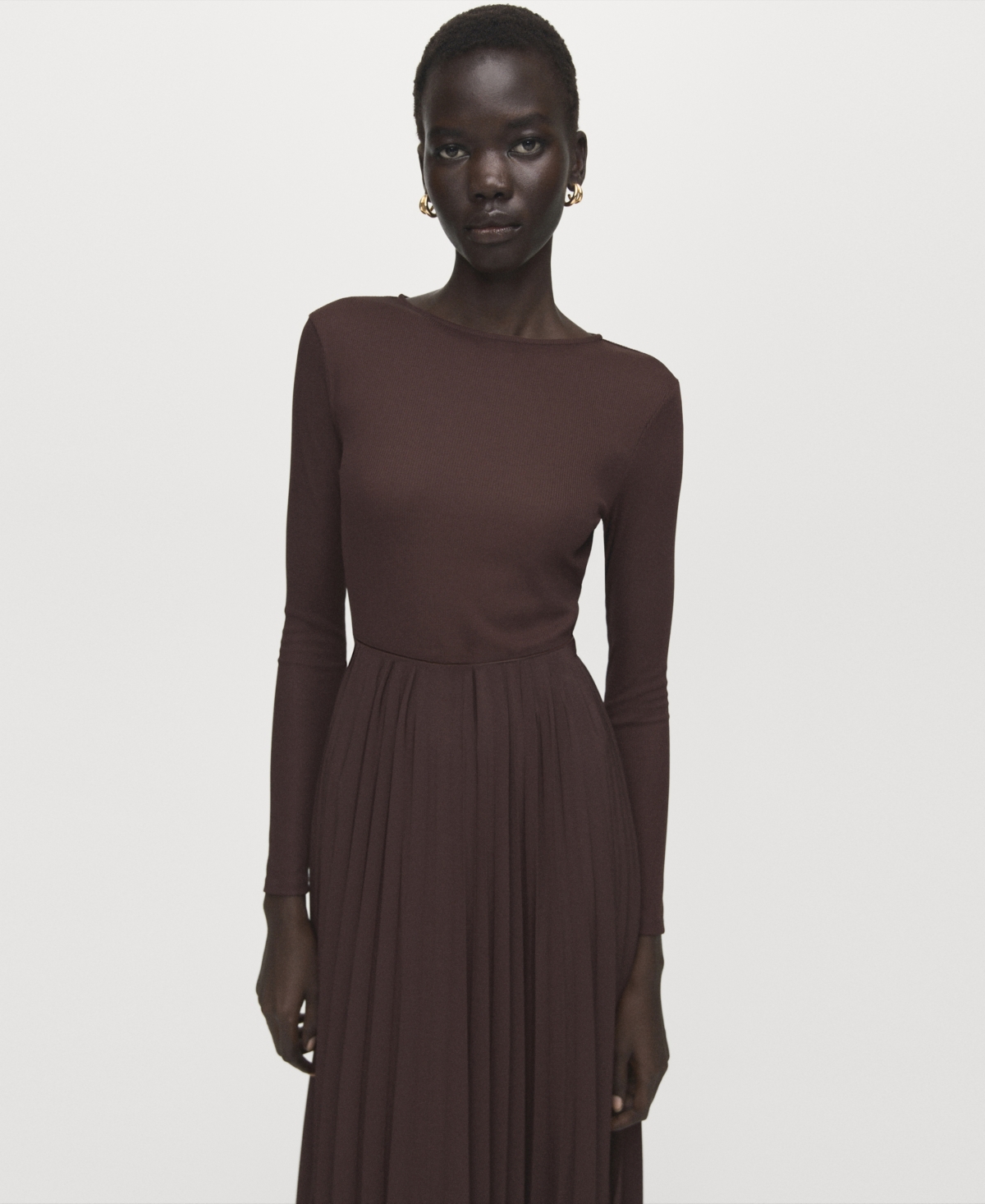 Click here for Mango Womens Flared Belt Midi-Dress - Chocolate prices