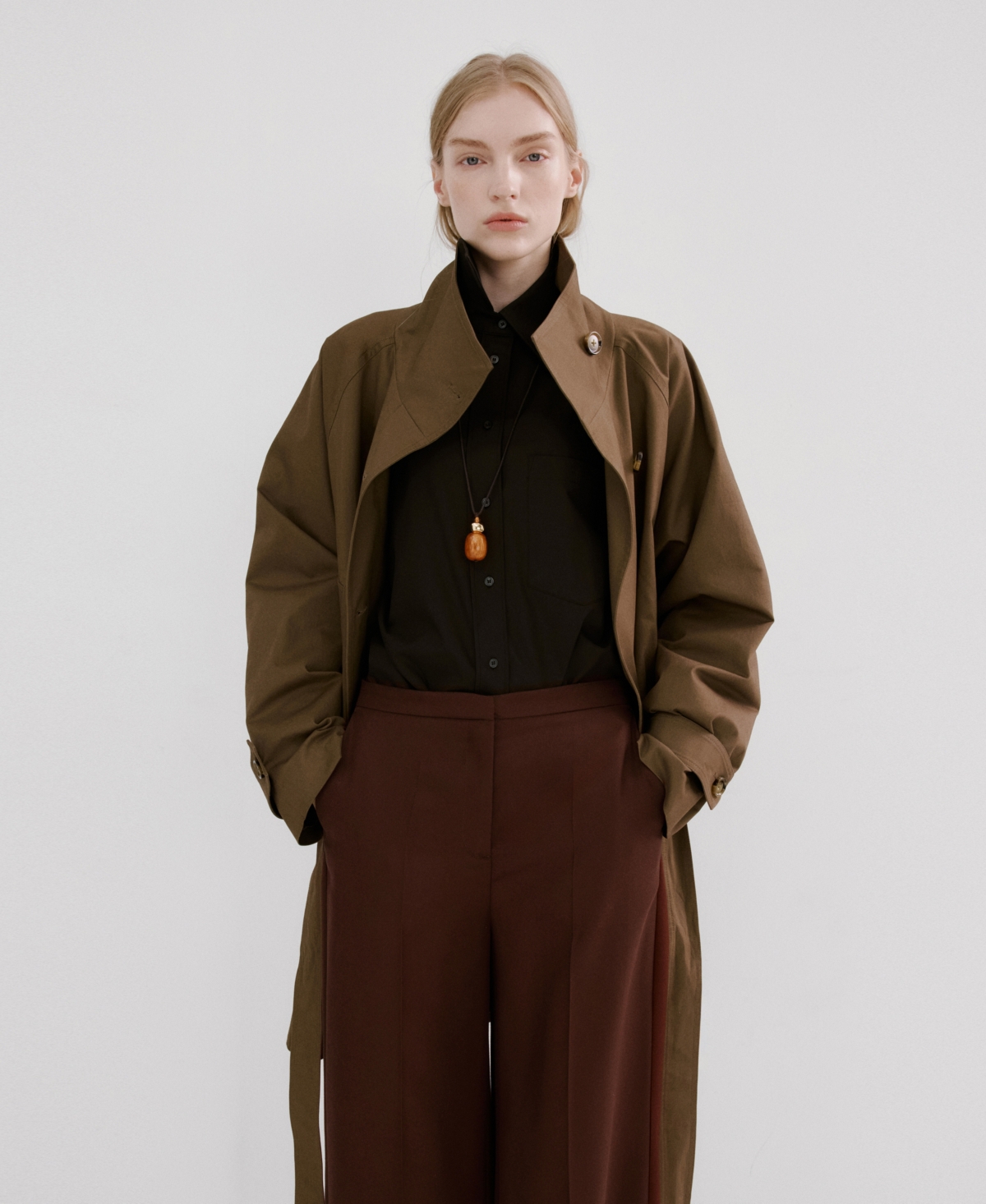 Click here for Mango Womens High-Waisted Lyocell Pants - Burnt Or... prices