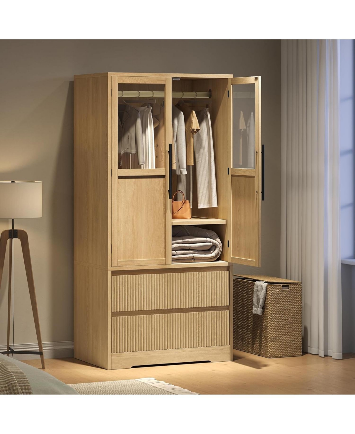 Click here for gaomon Armoire Wardrobe Closet with 2 Glass Doors... prices