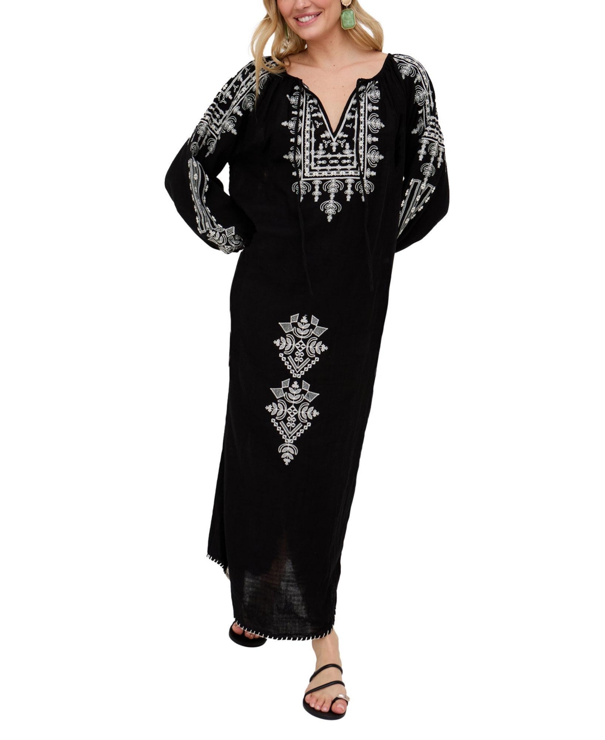 Click here for Raffya Womens Aurelia Kaftan Style Embroidered Max... prices