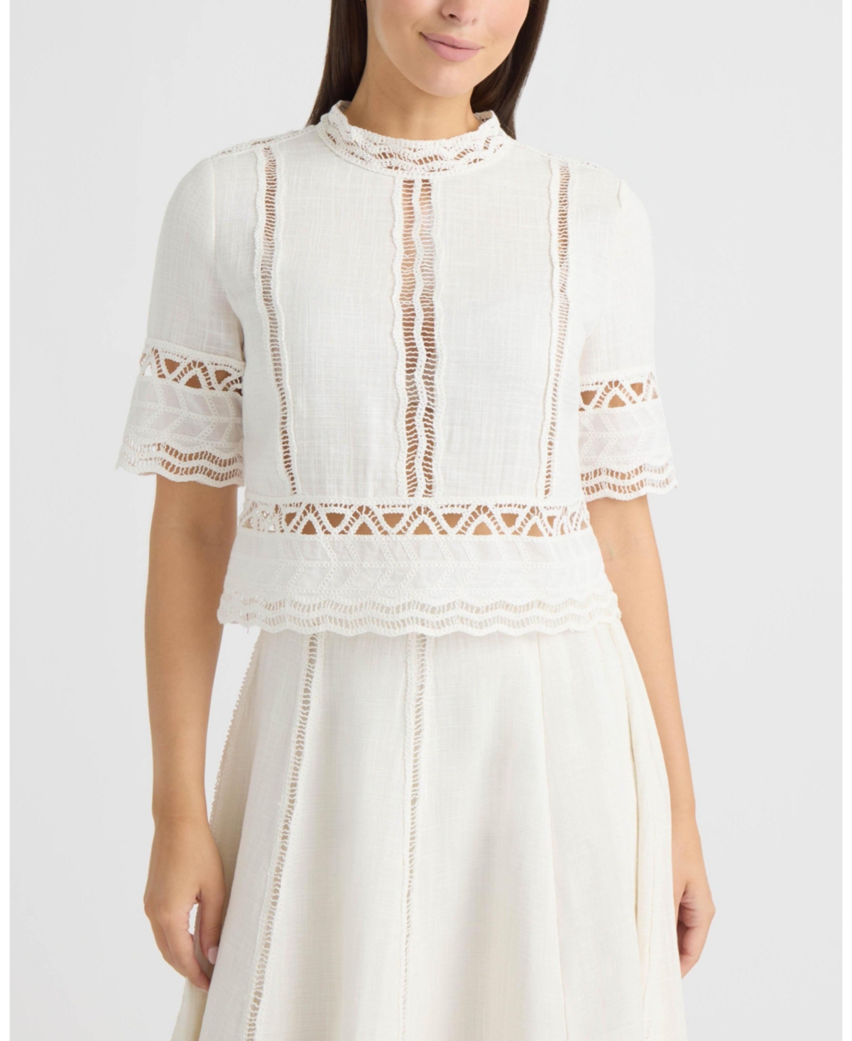 Click here for Ellen Tracy Womens Cotton Crosshatch Top with Croc... prices