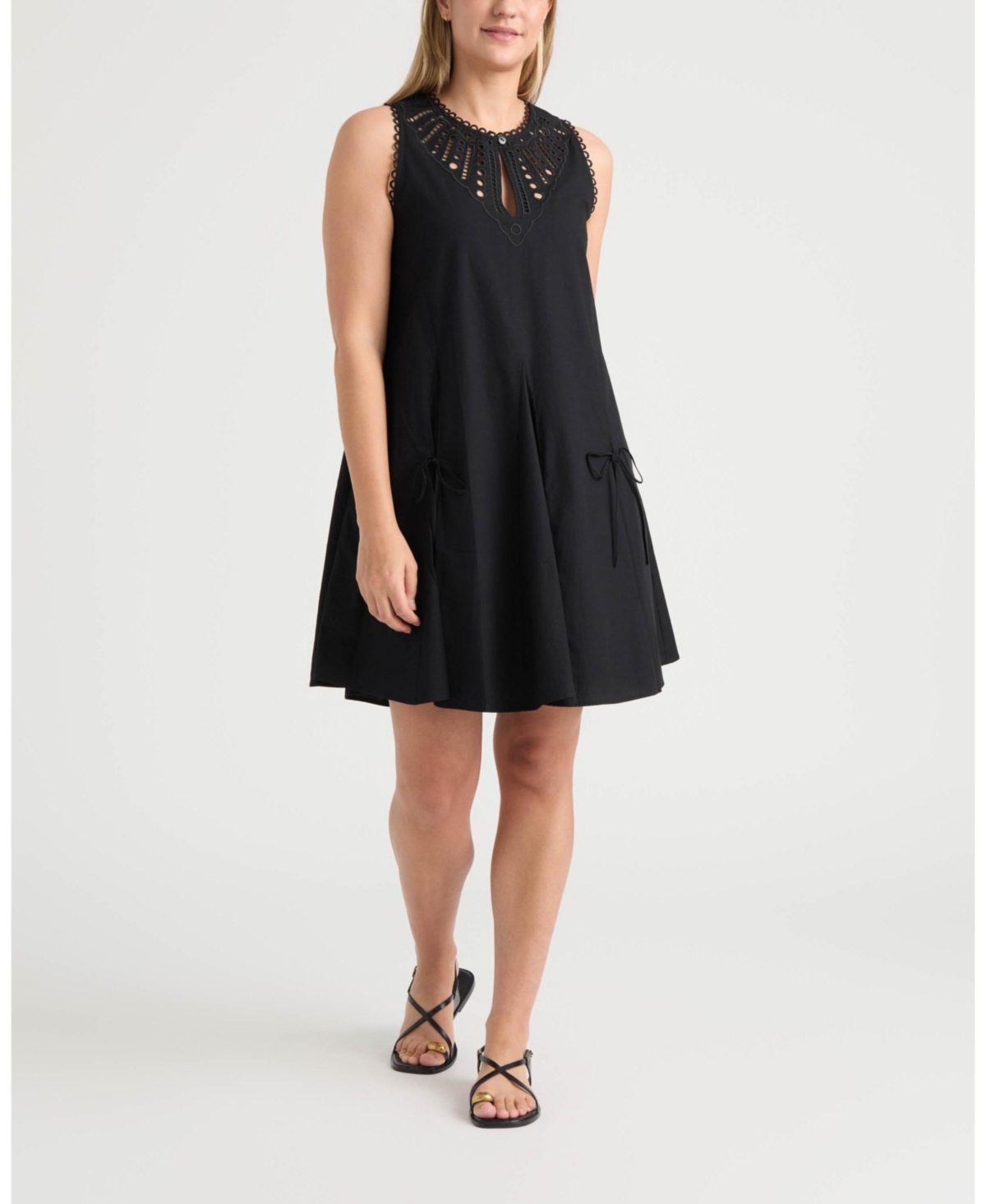 Click here for Ellen Tracy Womens Poplin Embroidered Dress - Blac... prices