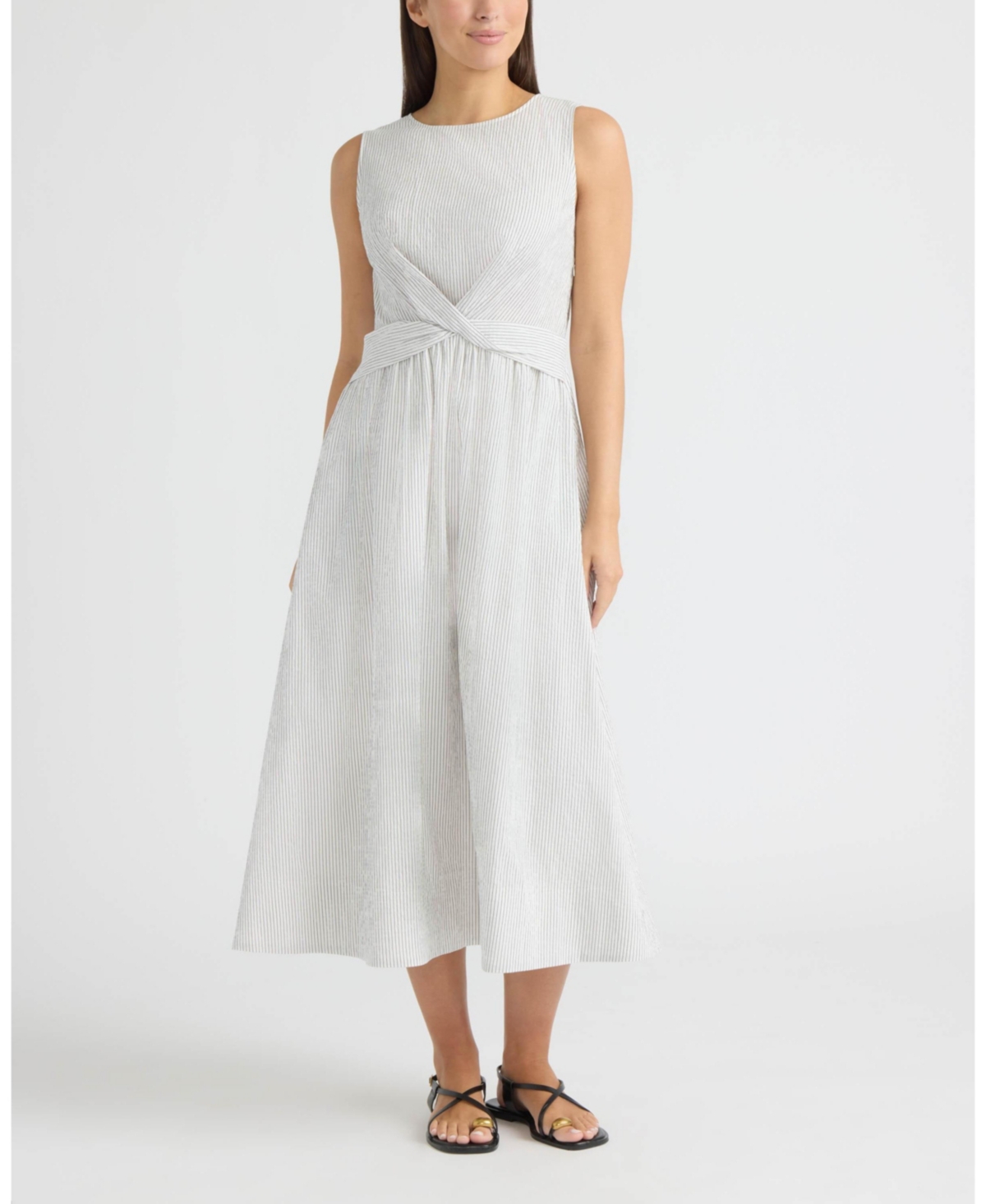 Click here for Ellen Tracy Womens Sheersucker Twist Detail Dress... prices