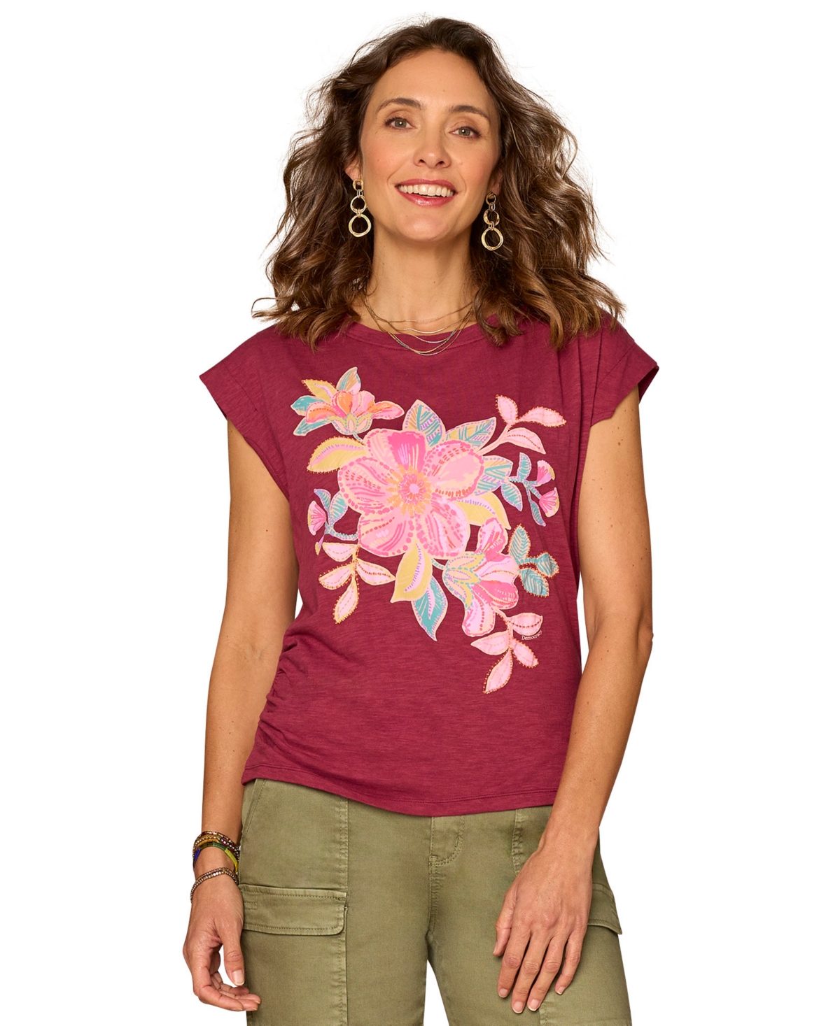 Click here for Democracy Petite Floral Print Crewneck Knit Top -... prices