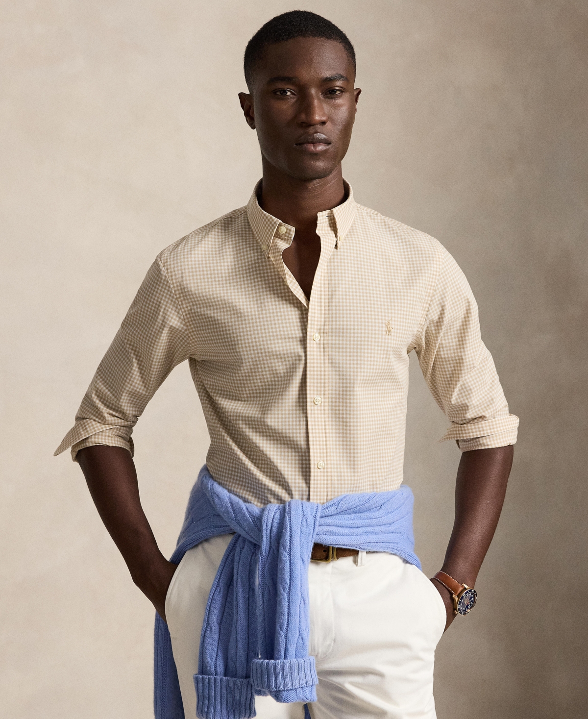 Click here for Polo Ralph Lauren Mens Slim-Fit Gingham Stretch Sh... prices