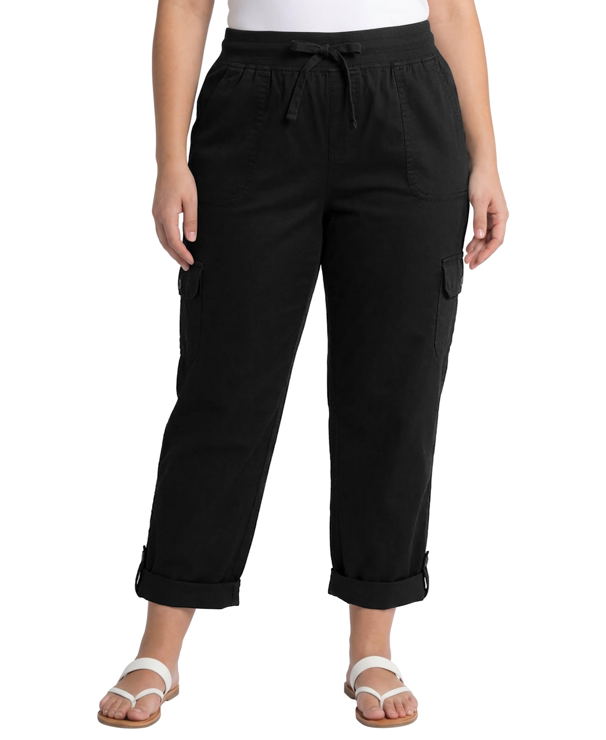 Woman Within Womens Within Convertible Length Cargo Pant/Capri - Black