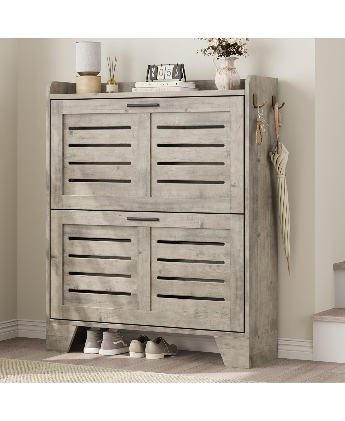 Click here for gaomon Farmhouse Narrow Slim Shoe Cabinet  2 Flip... prices