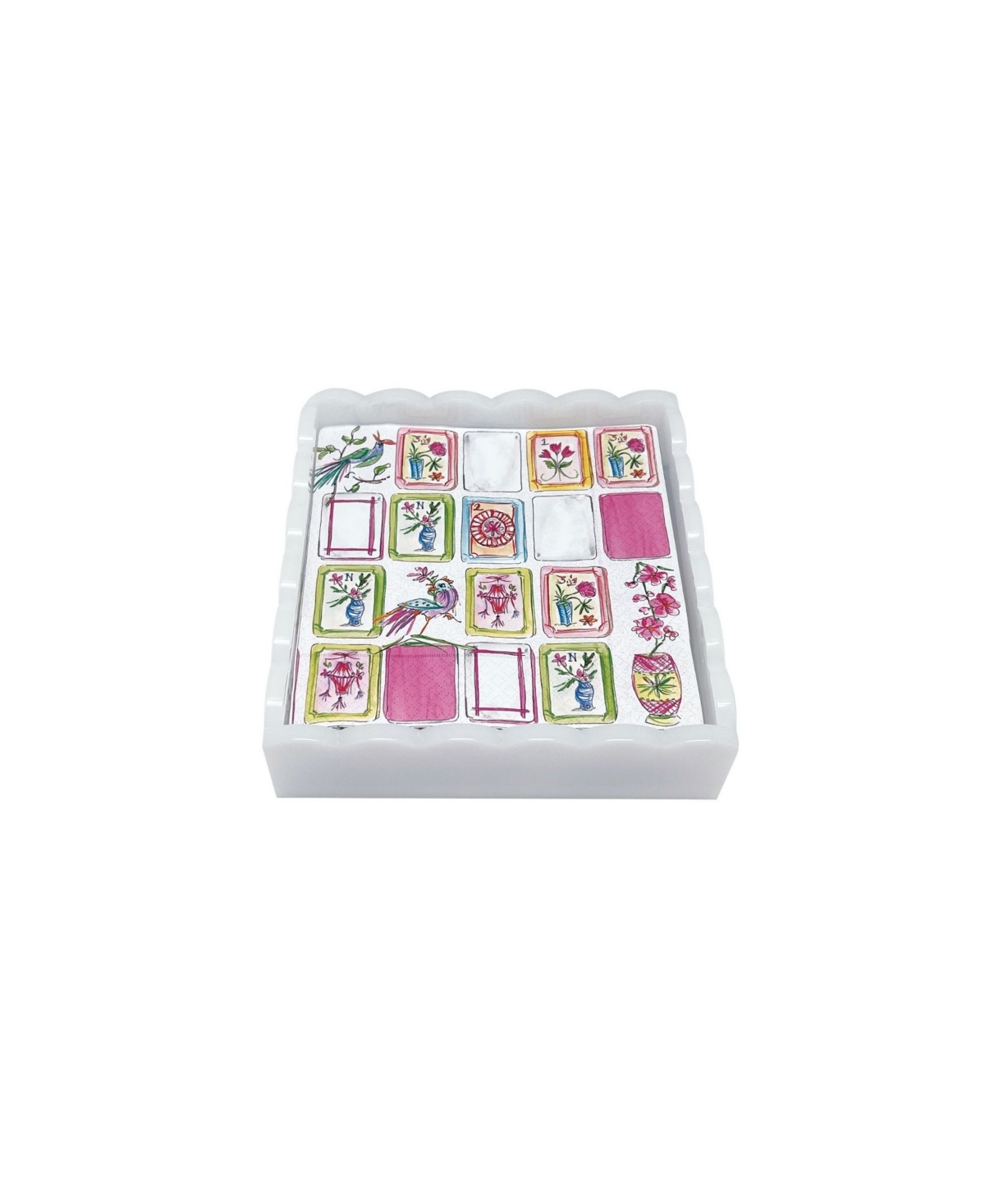 Click here for Mariposa Mahjong Scalloped Cocktail 5.75 Napkin Bo... prices