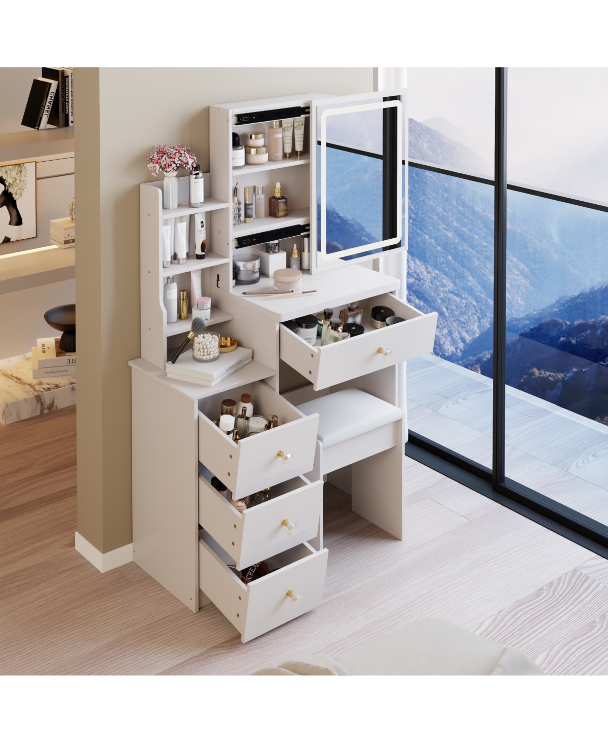 Click here for Flynama Small Size Left Bedside Cabinet Led Mirror... prices