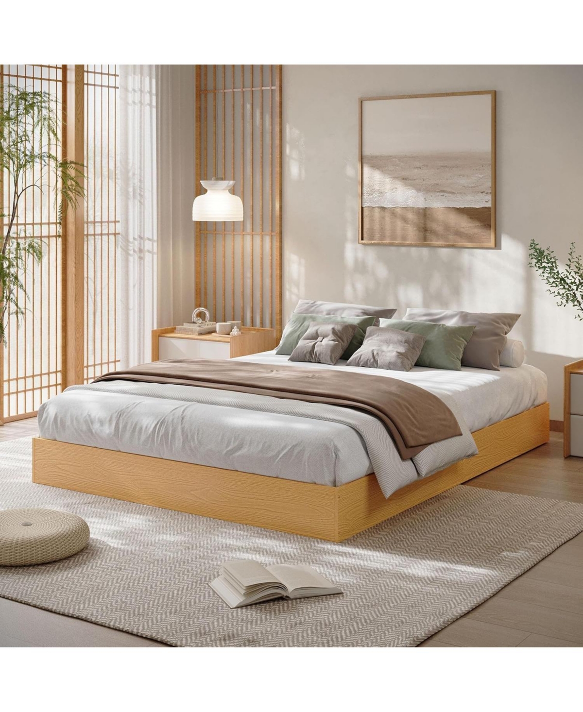 Click here for gaomon Queen Solid Wood Platform Bed Floor Standin... prices