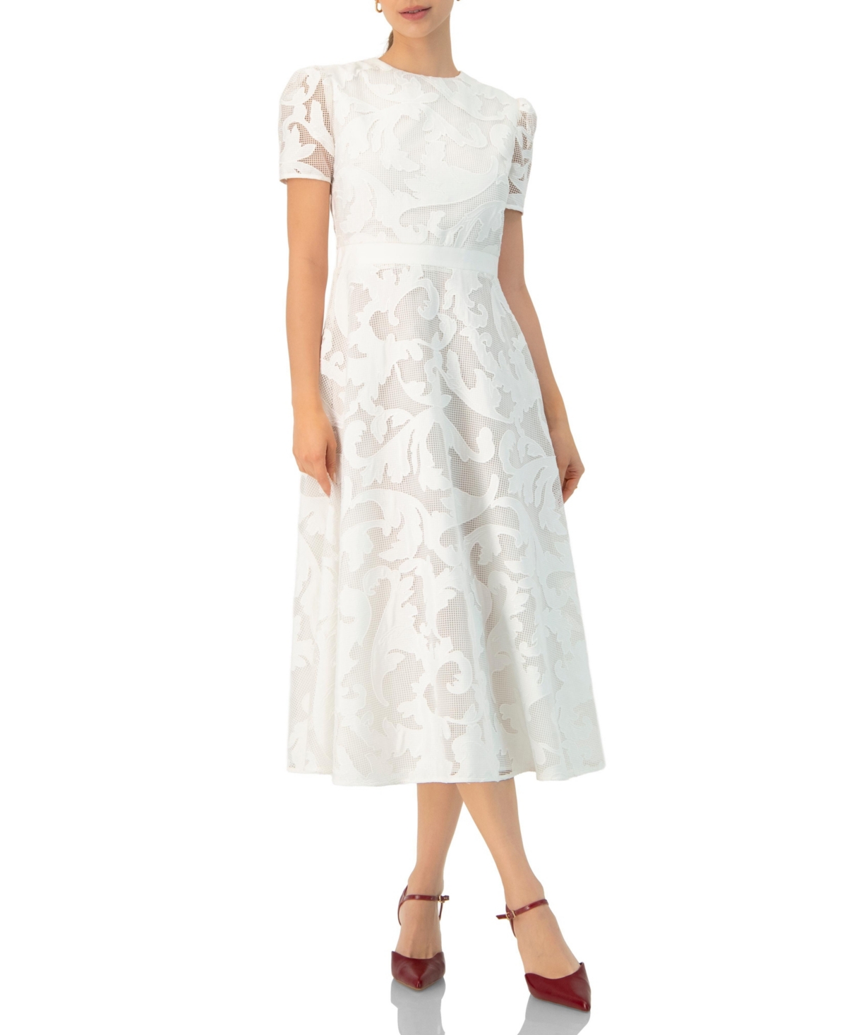 Click here for Ivonne Womens Lace A-Line Midi Dress - White prices