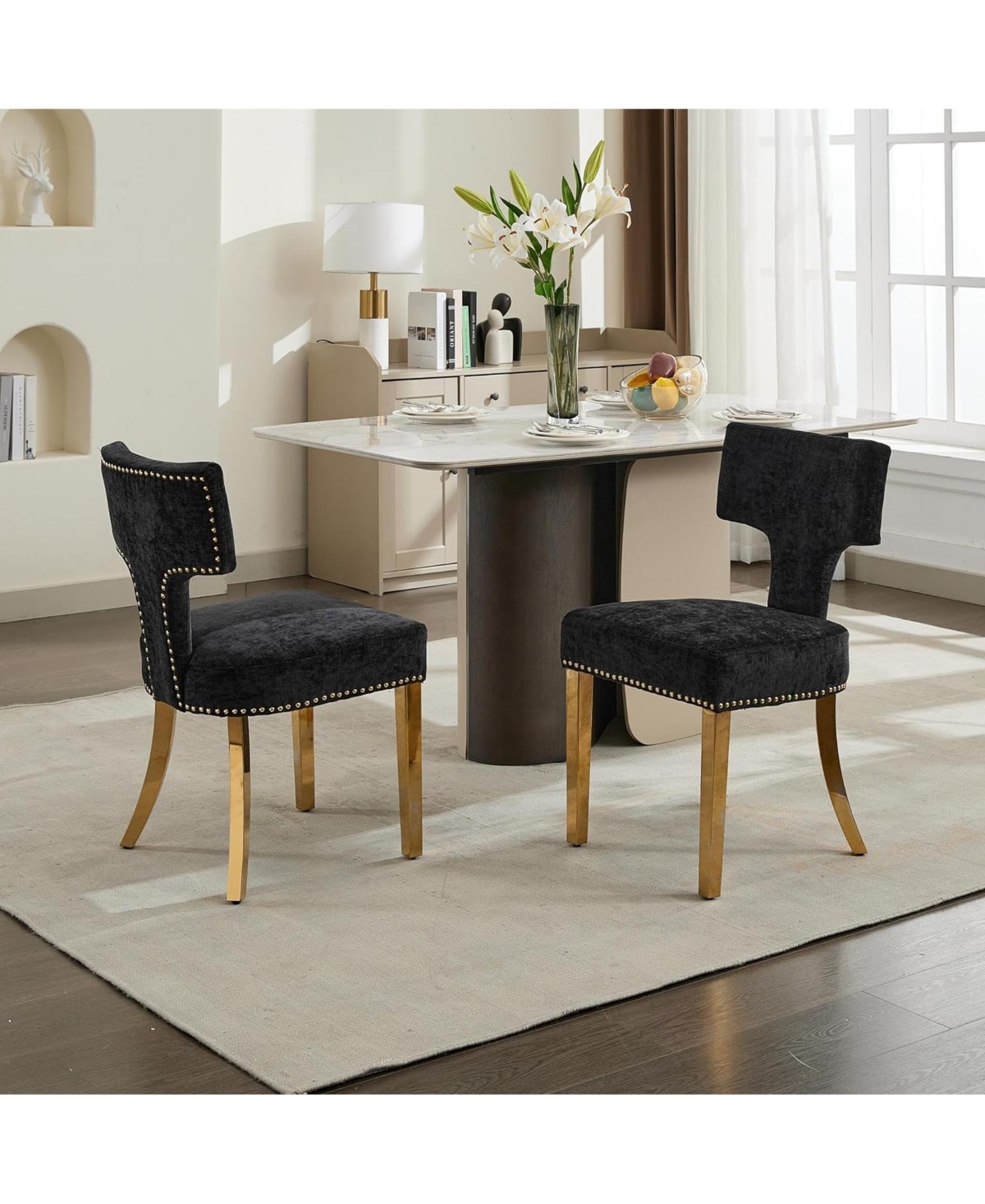 Click here for Rainsken Dining Chairs Set of 2 - Chenille Fabric... prices