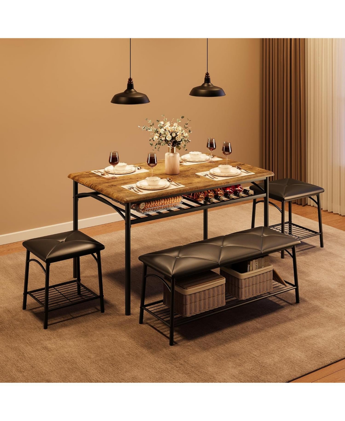 Click here for gaomon 4-Piece Square Dining Table Set  Wood Table... prices