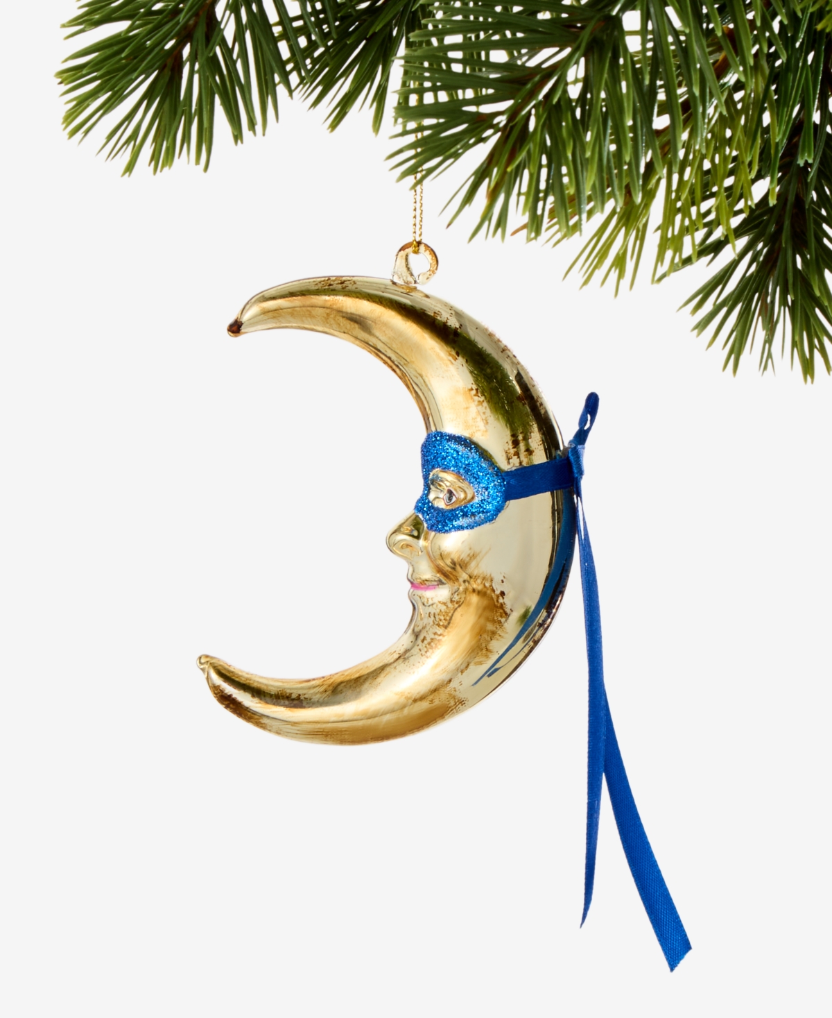 Click here for Holiday Lane Celestial Gems Glass Moon Ornament  M... prices
