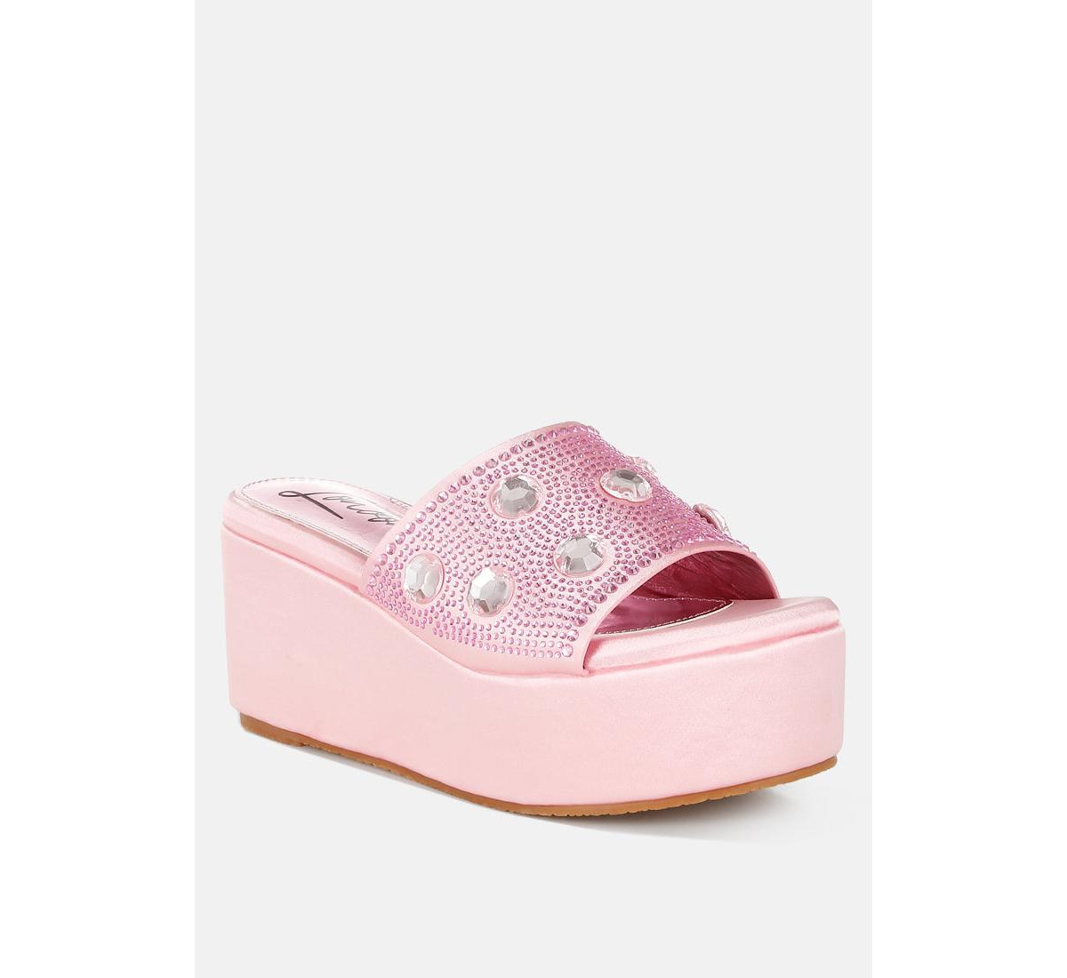 Click here for Meta charts Diamante & Rhinestone Flatform Sandals... prices