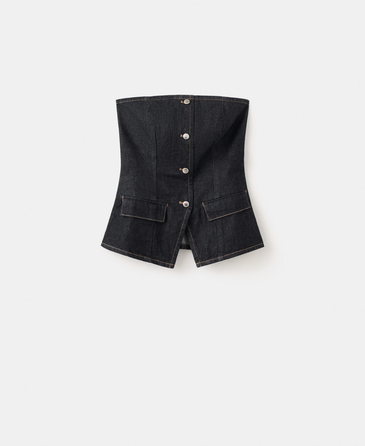 Click here for Mango Womens Strapless Denim Top - Open Blue prices