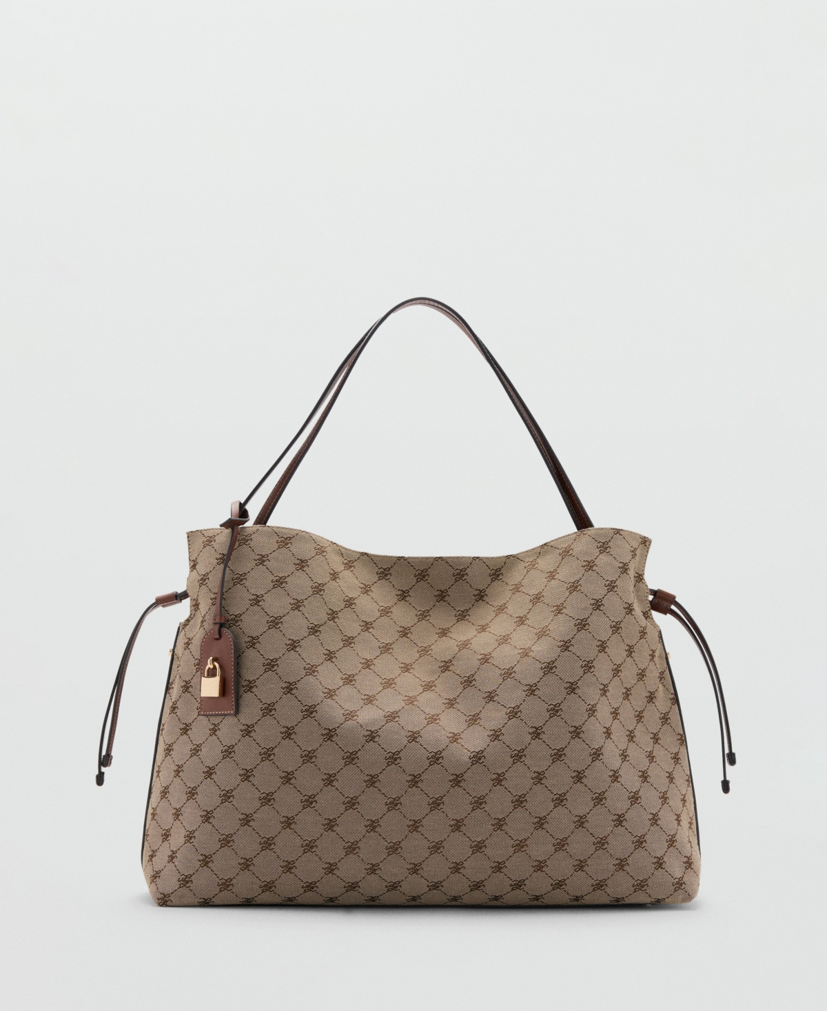 Click here for Mango Womens Logo-Print Bucket Bag - Leather prices