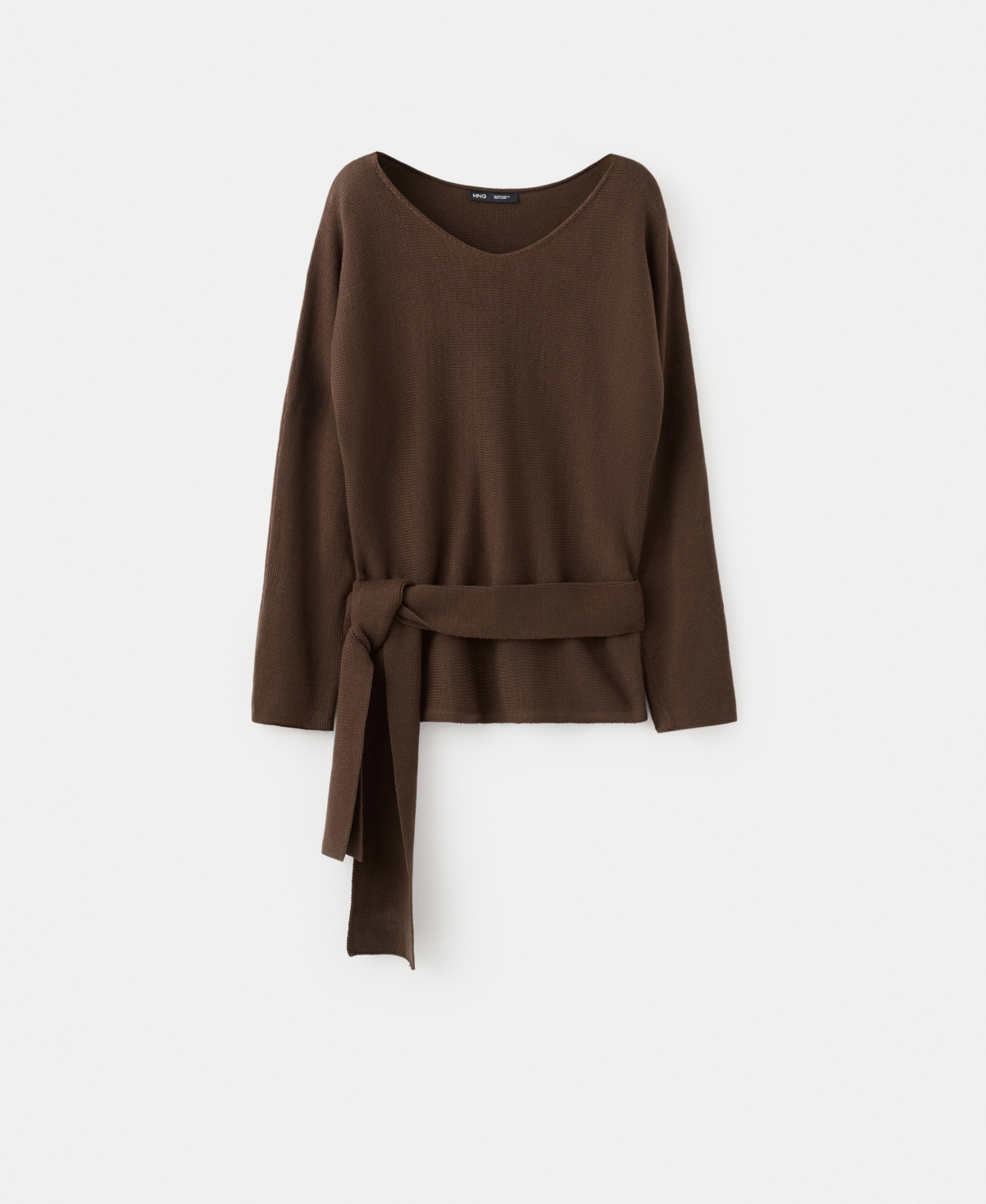 Click here for Mango Womens Knit Belt Sweater - Chocolate prices