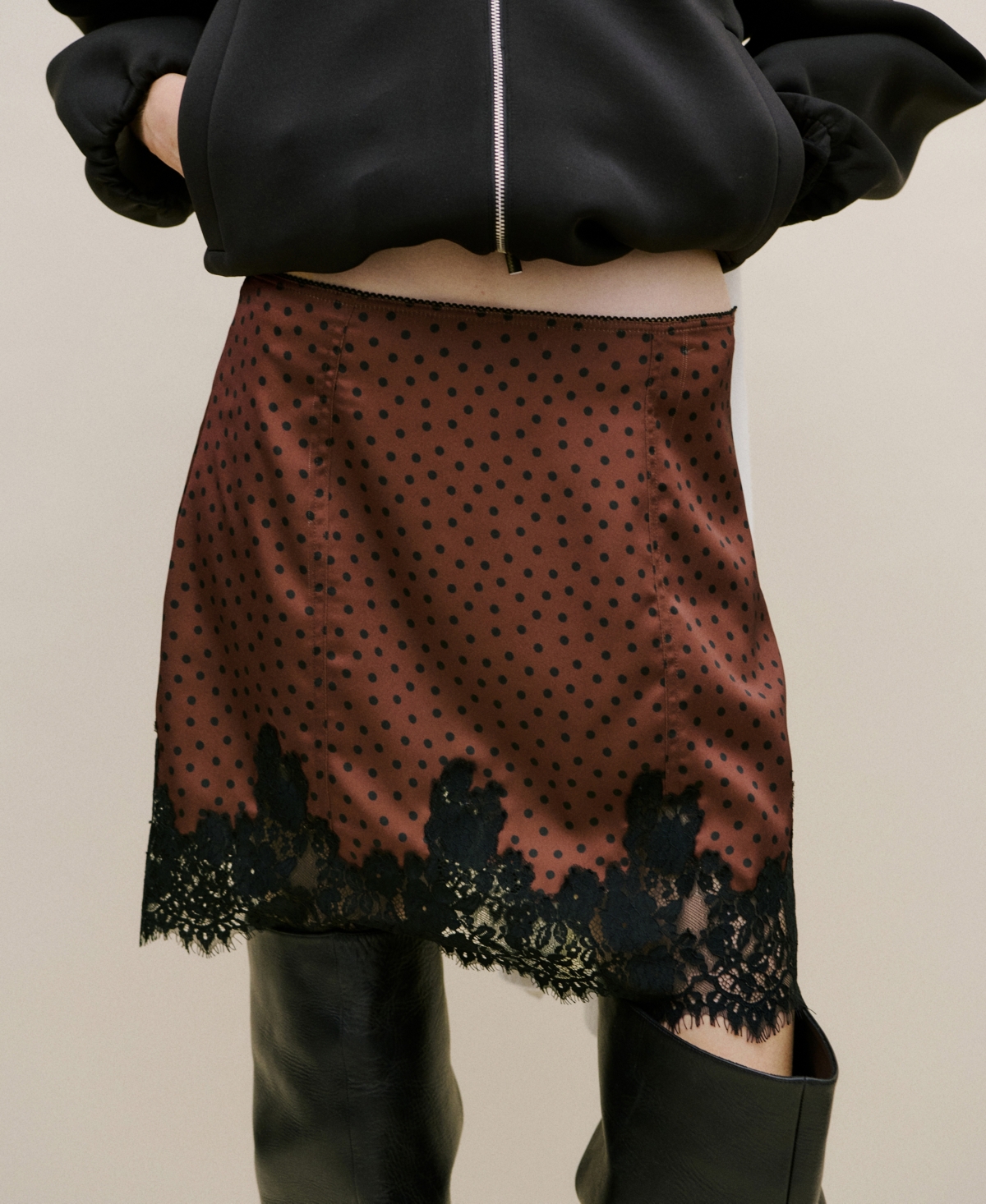 Click here for Mango Womens Polka Dot Slip Skirt - Brown prices