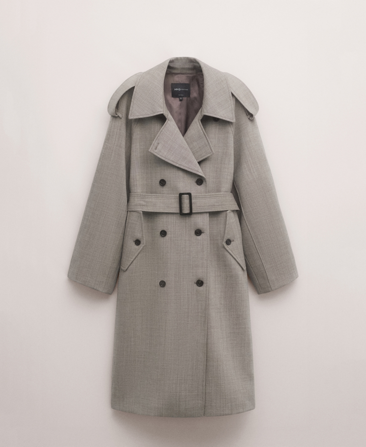 Click here for Mango Womens Double-Breasted Wool Trench Coat - Gr... prices