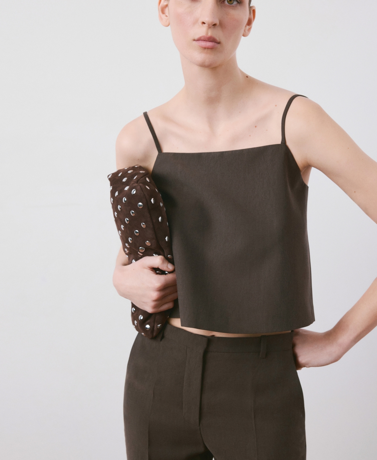 Click here for Mango Womens Lyocell Suit Vest - Chocolate prices