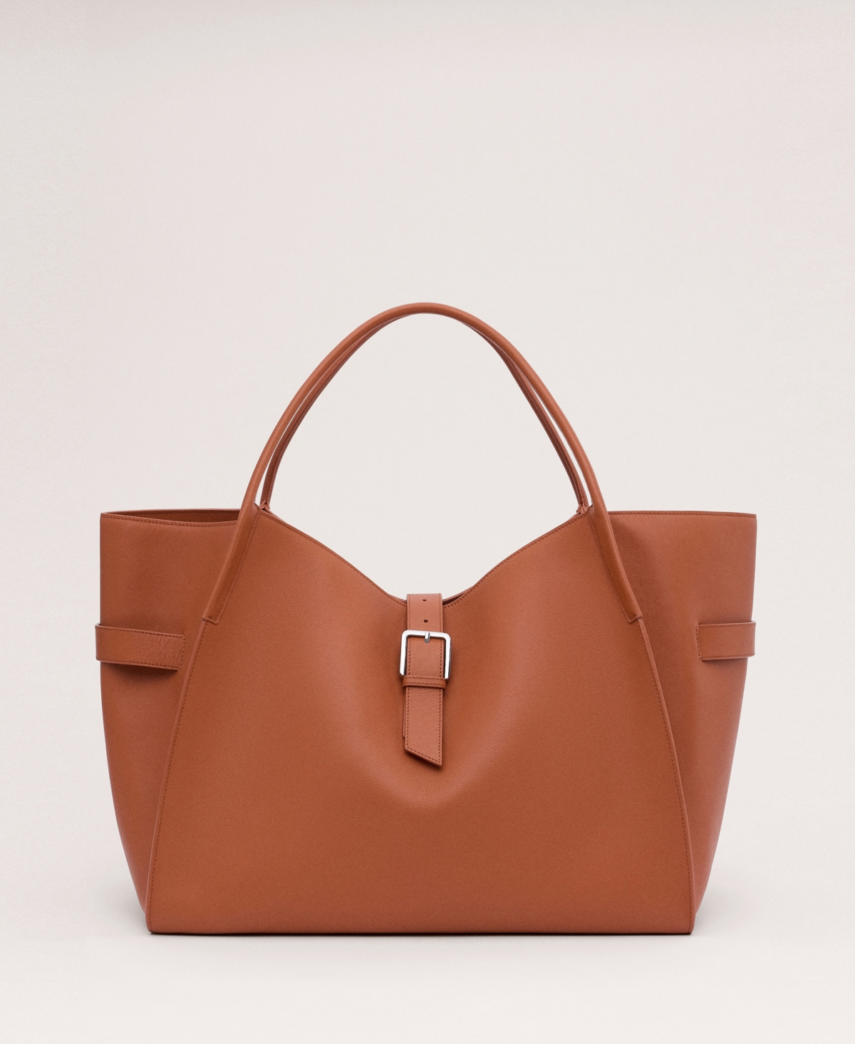 Click here for Mango Womens Leather Maxi Shopper Bag - Orange prices