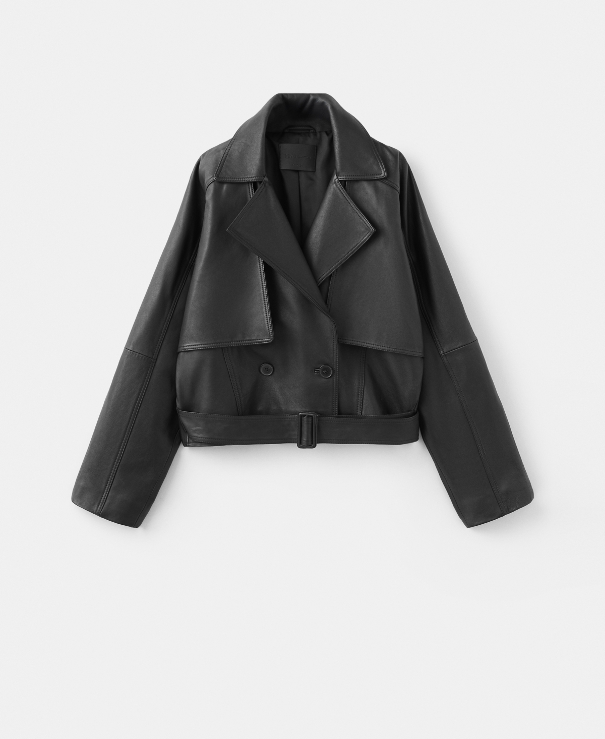 Click here for Mango Womens Lapels Leather Jacket - Black prices