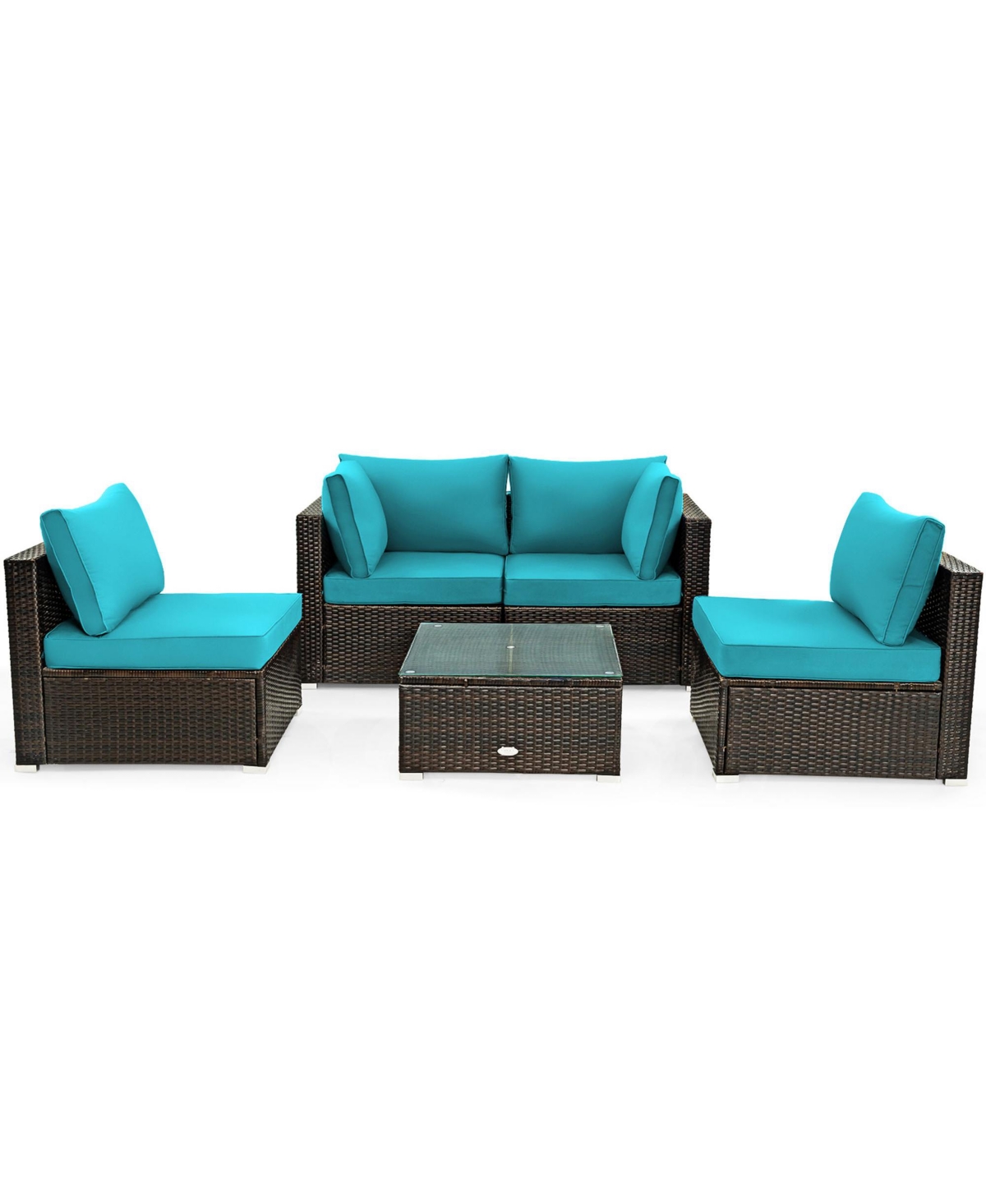 Click here for Gymax 5PCS Rattan Patio Conversation Set Sofa Furn... prices